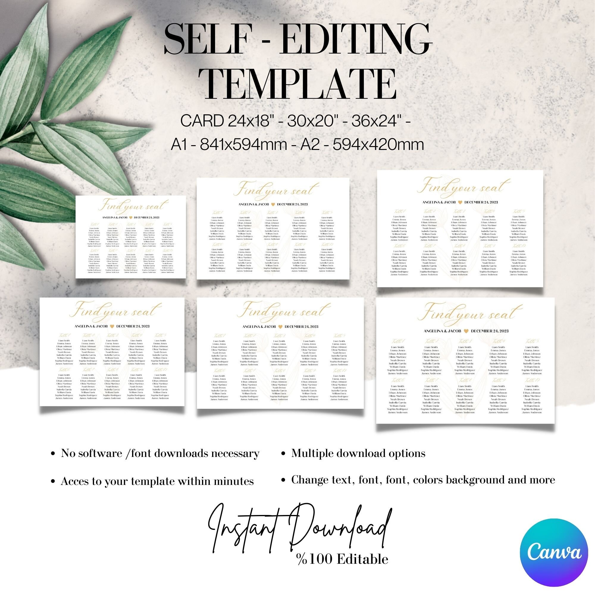 Editable Wedding Table Plan, Printable Seating Chart Template, Custom ...