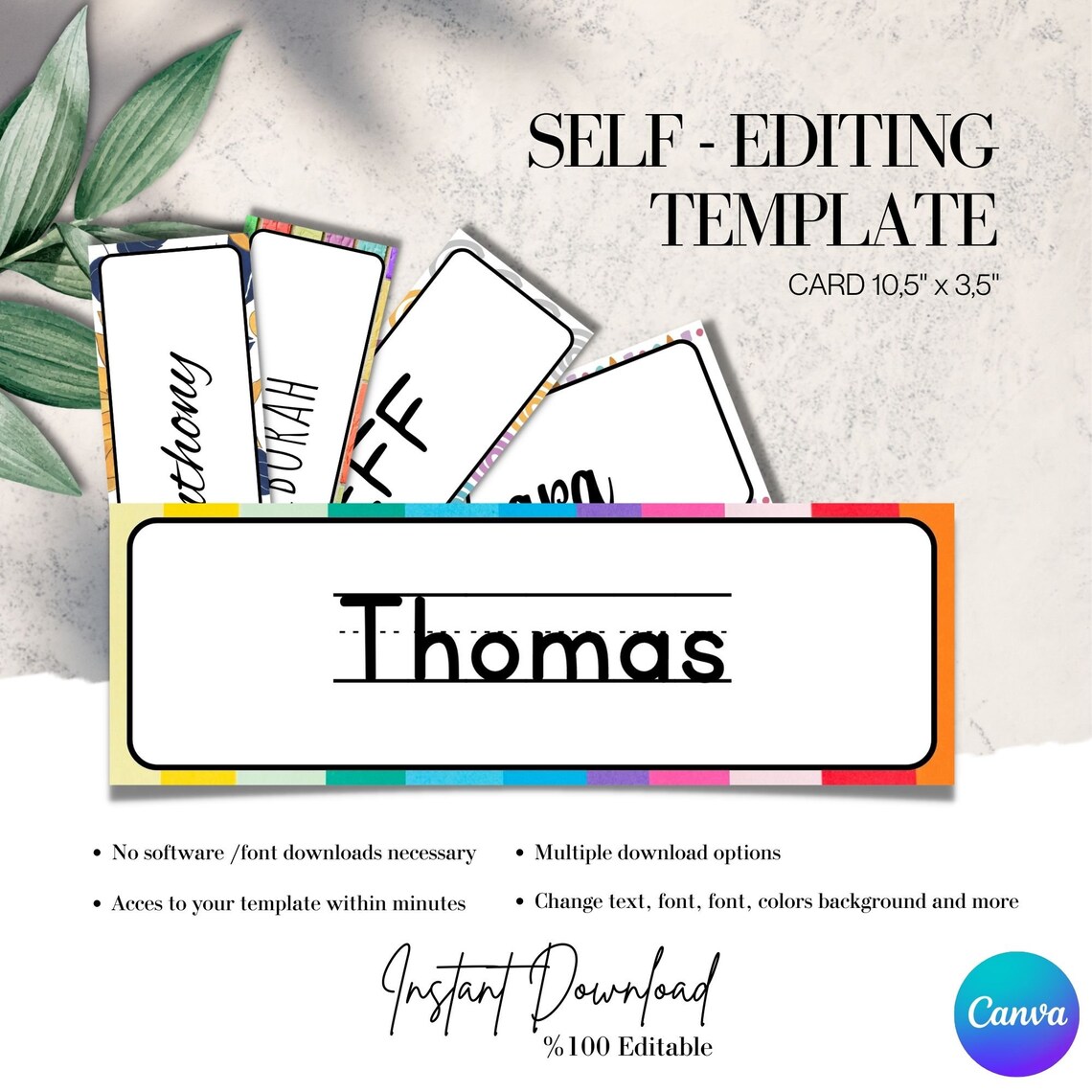 Editable Name Tags Template, 20 FONTS, Editable School Supply Labels ...