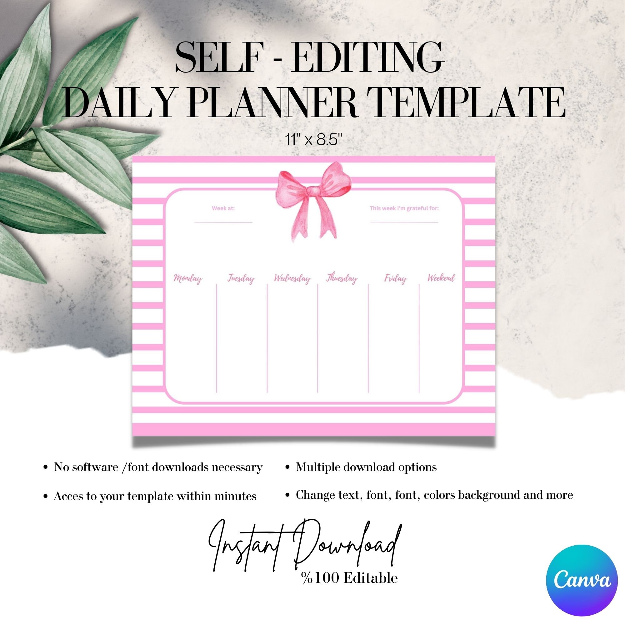 Editable Weekly Planner for Girls, Printable Girls Planner, Custom ...