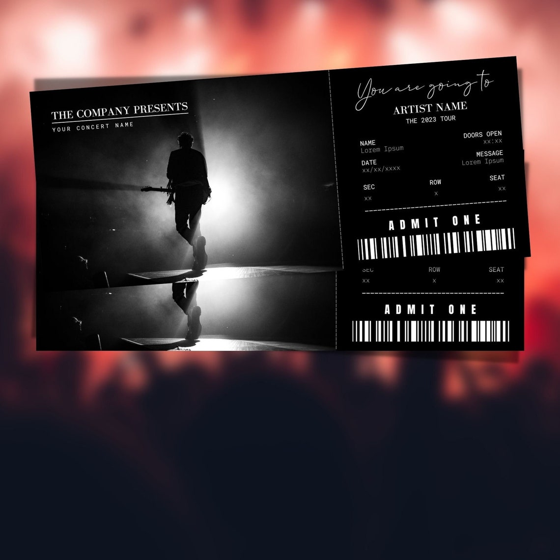 Editable Concert Ticket Template: Printable Event Ticket (PDF) - Etsy