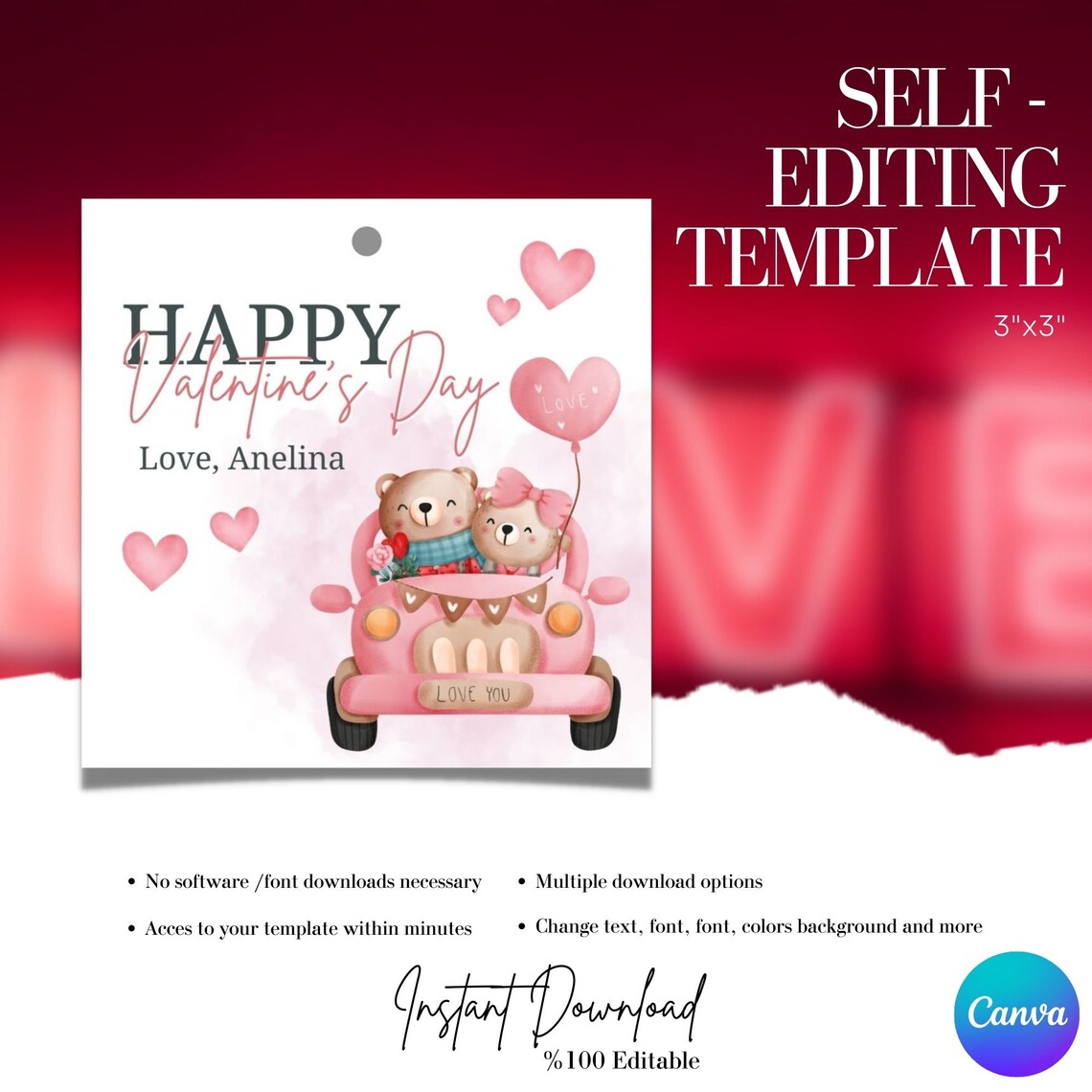 Editable Valentine's Day Tag, Printable Box of Chocolate Gift Tag ...