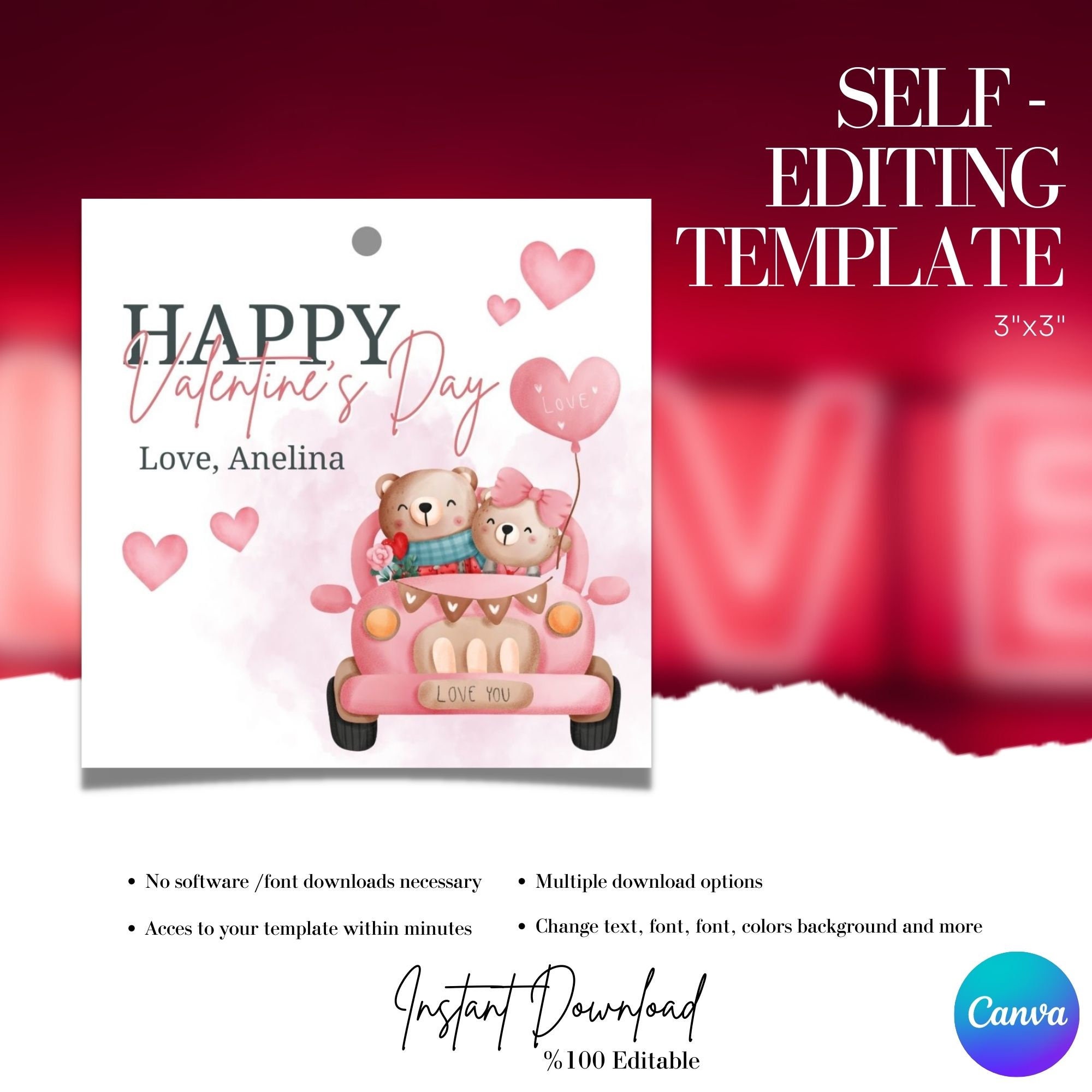 Editable Valentine's Day Tag, Printable Box of Chocolate Gift Tag ...
