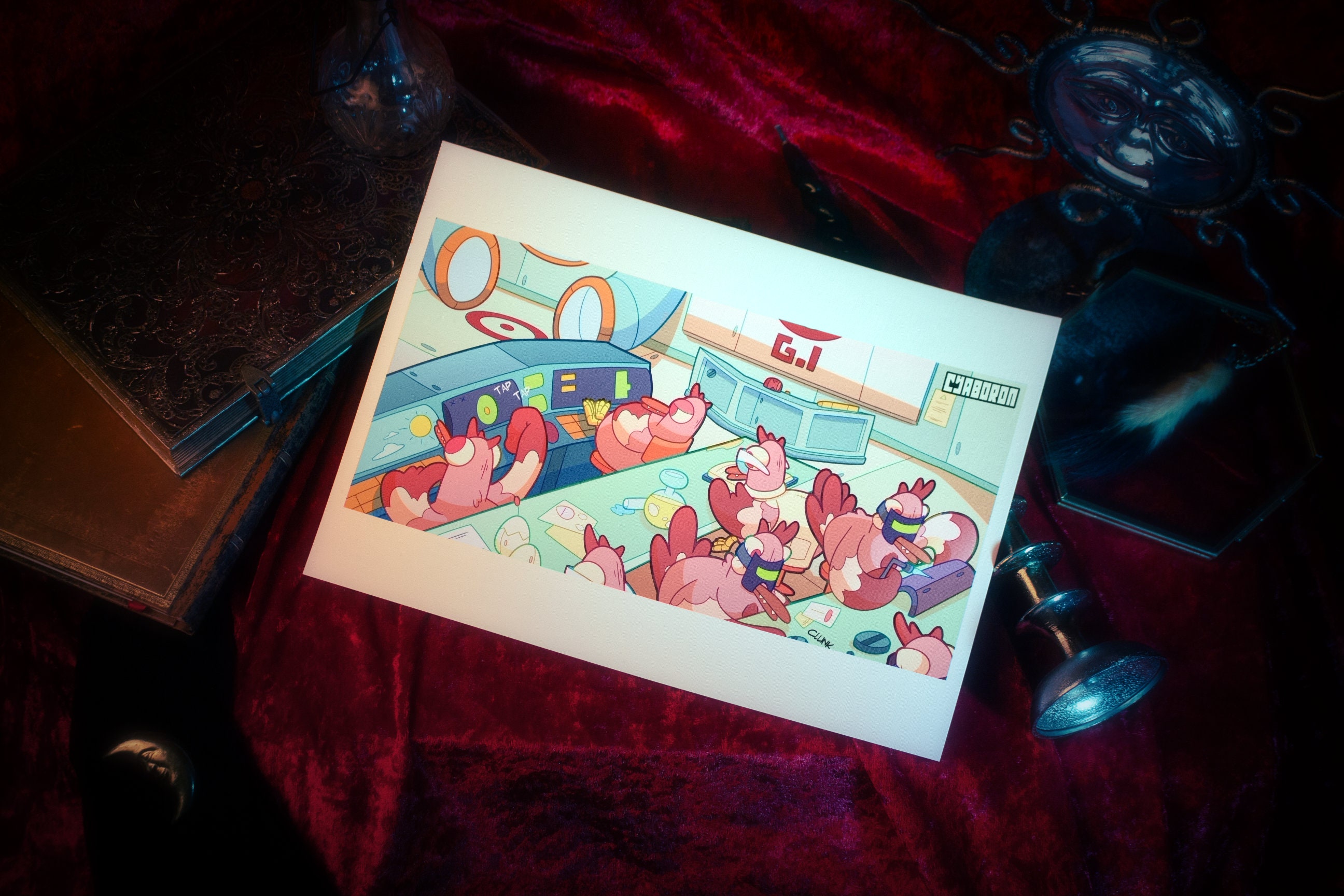 Cyaboron Art Prints Robot Chicken, Demon, Lab Chickens, Orphanage Group ...