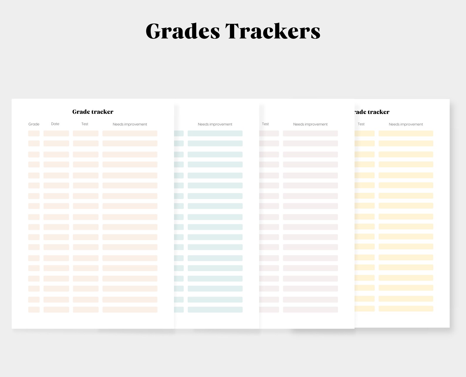 Grade Trackers for Students Printable PDF - Etsy