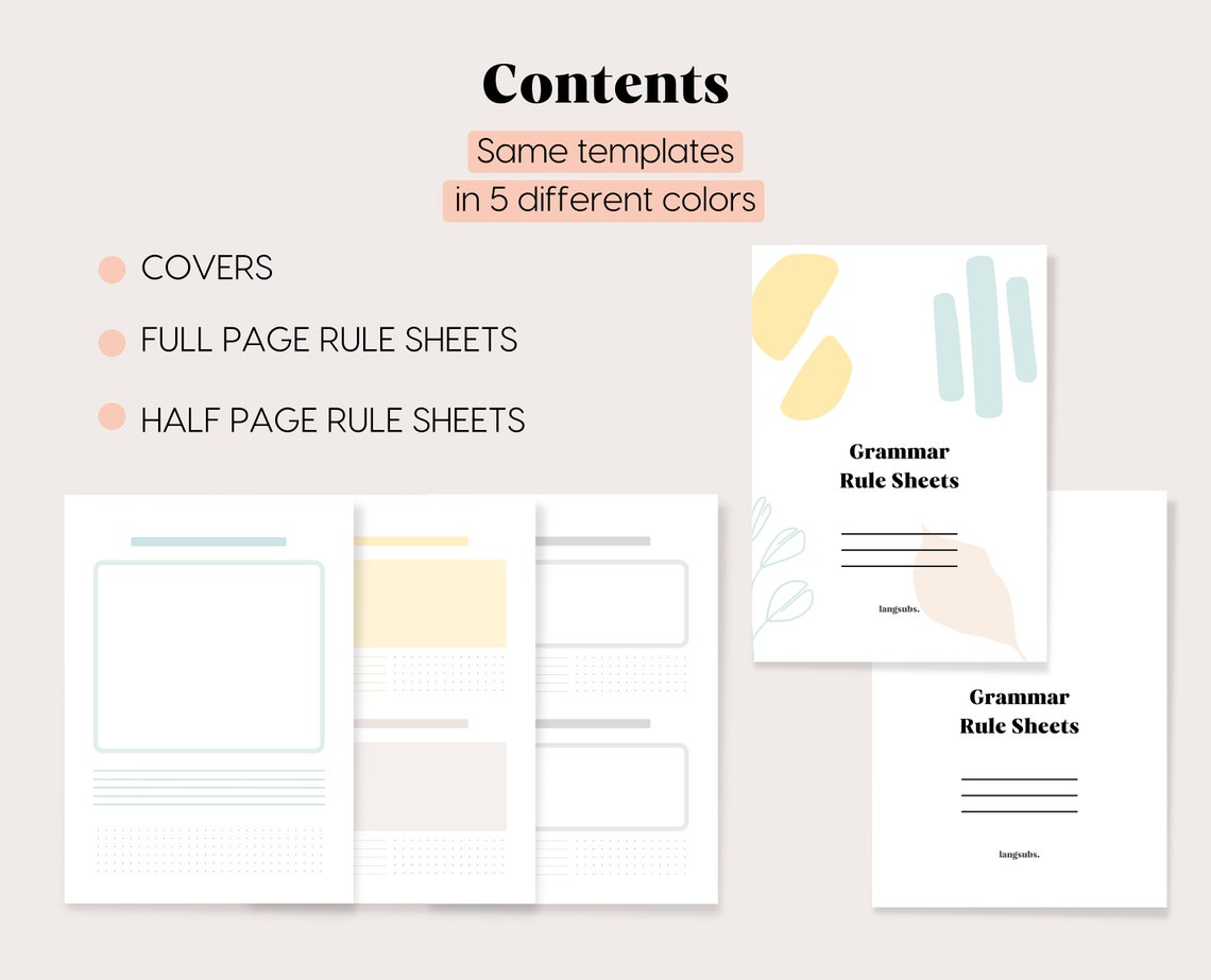 Grammar Rule Sheets for Language Learning - Etsy