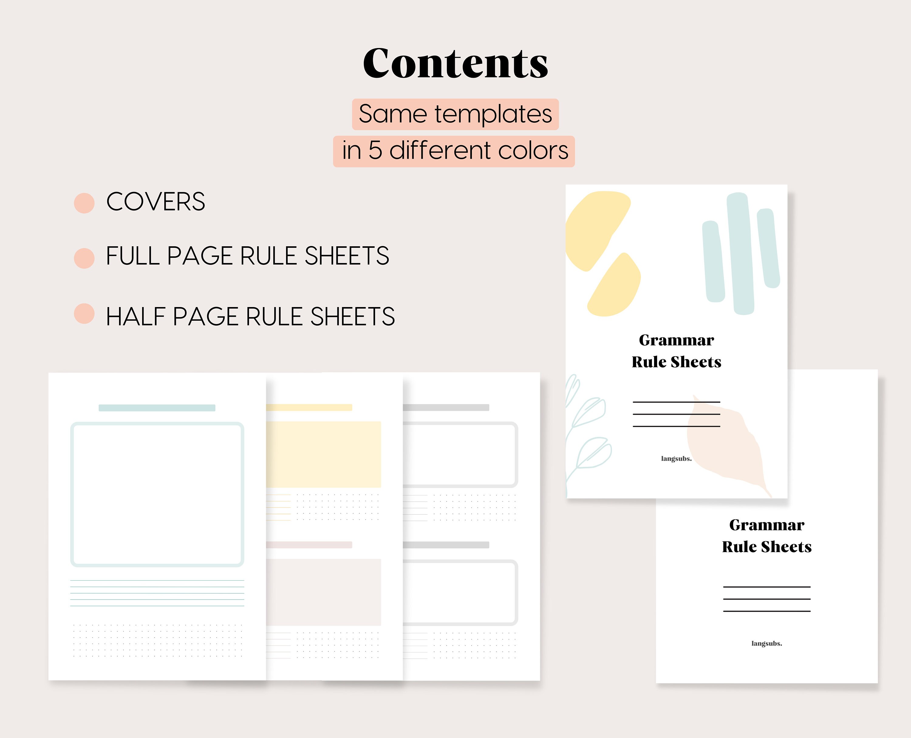 Grammar Rule Sheets for Language Learning - Etsy