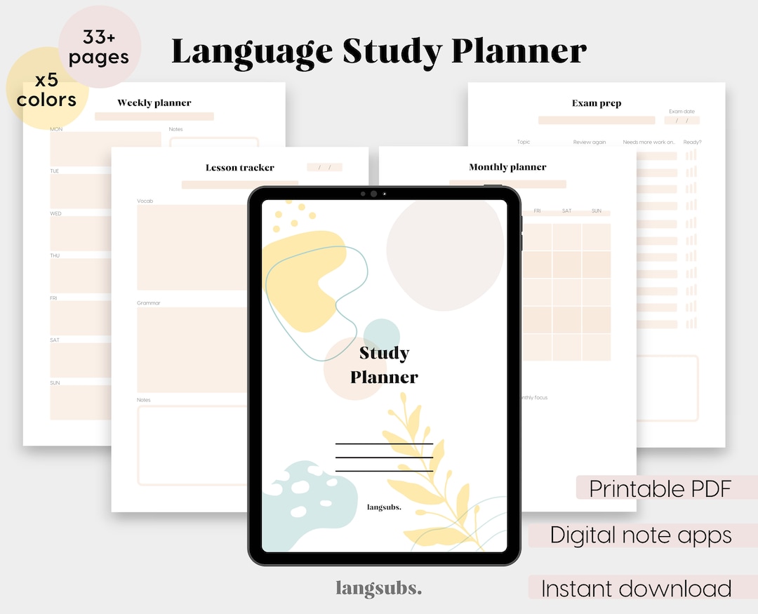 Language Study Planner - PDF Printable Notebook Tracker - Etsy