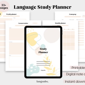 Language Study Planner - PDF Printable Notebook Tracker - Etsy