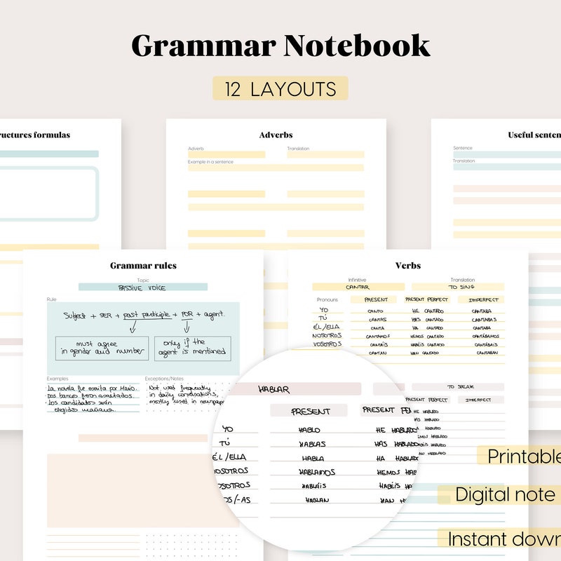 Grammar Template - Etsy