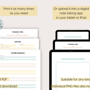 Grammar Notebook - Language Learning Printables PDF Notebook - Etsy