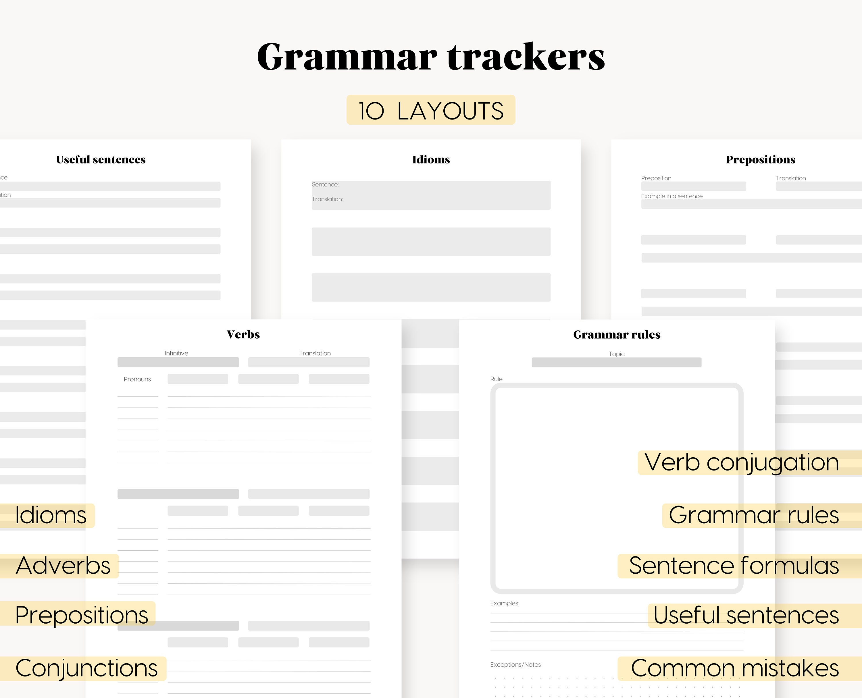 Language Learning Printables PDF Notebook grammar - Etsy