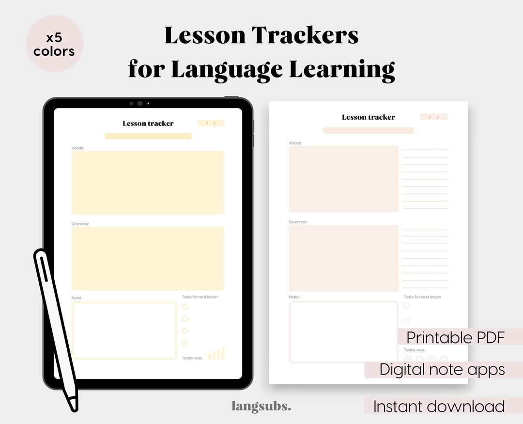 Lesson Trackers for Language Learning - Etsy