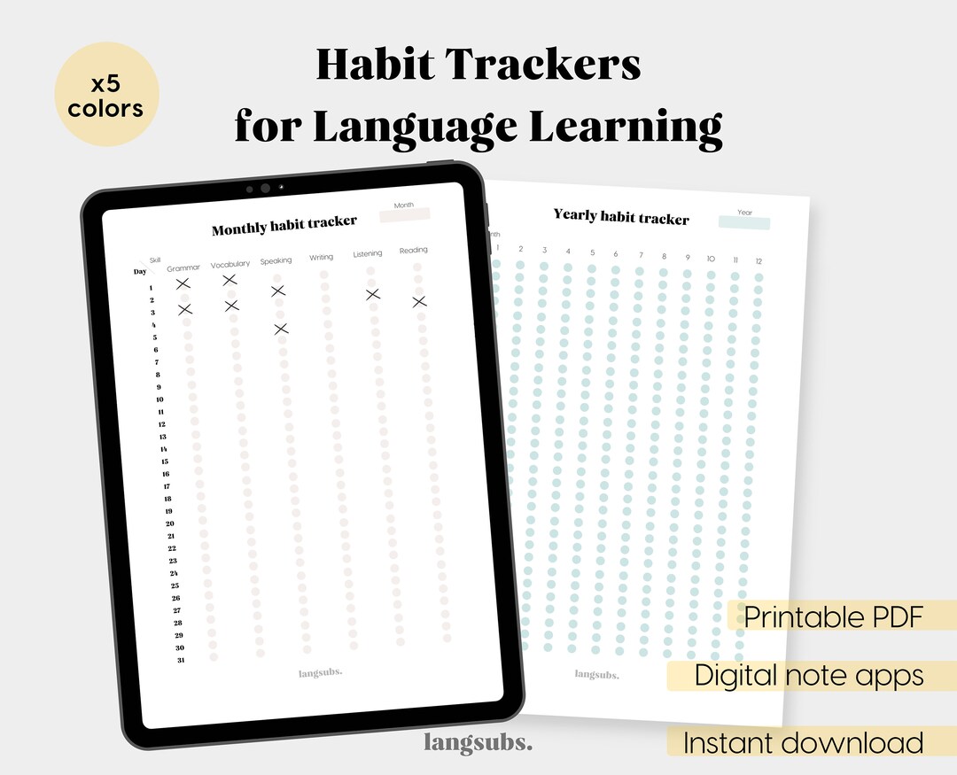 Habit Trackers for Language Learning - Etsy