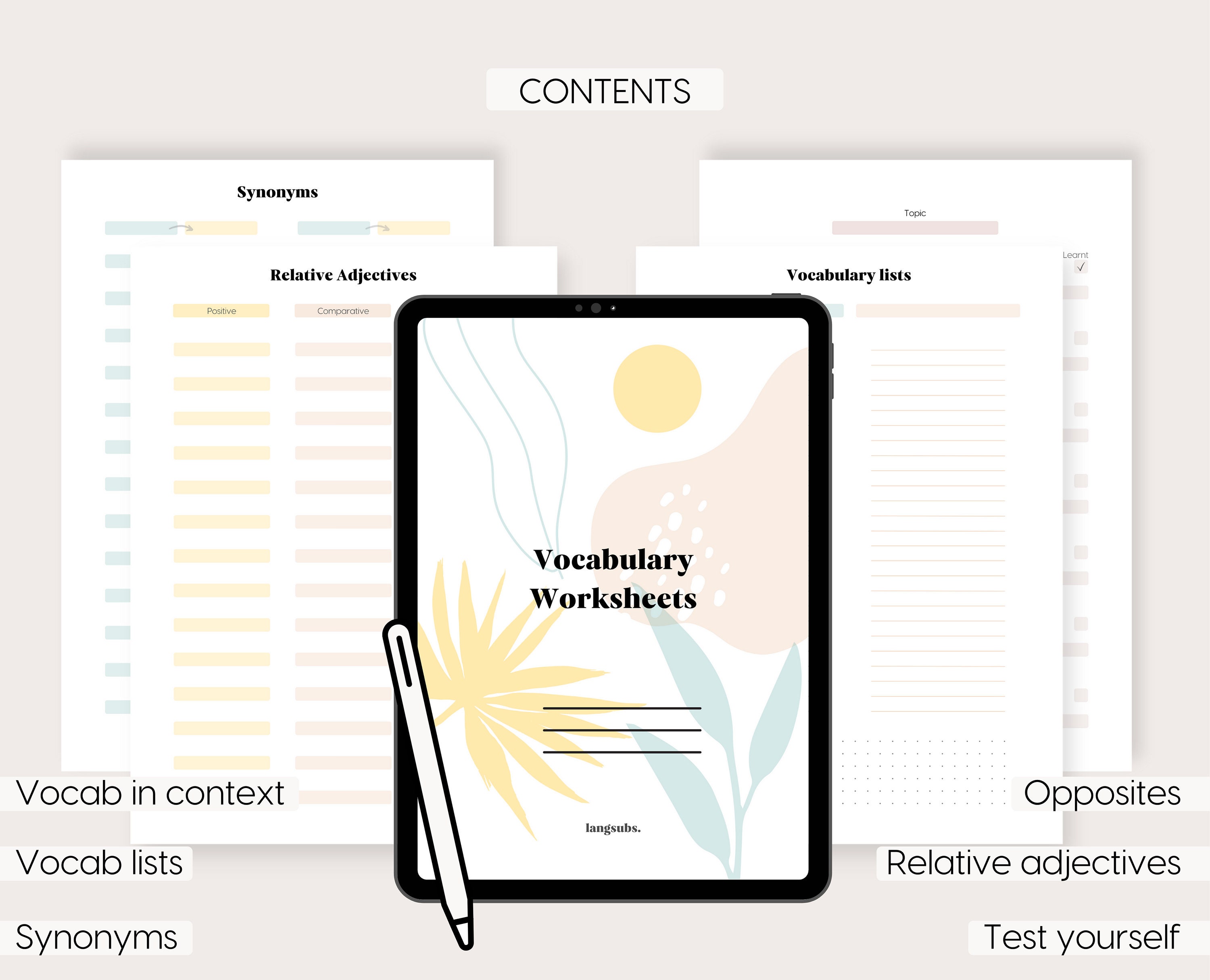 Vocabulary Notebook - Language Learning Printables PDF Notebook - Etsy