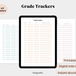 Grade Trackers for Students Printable PDF - Etsy