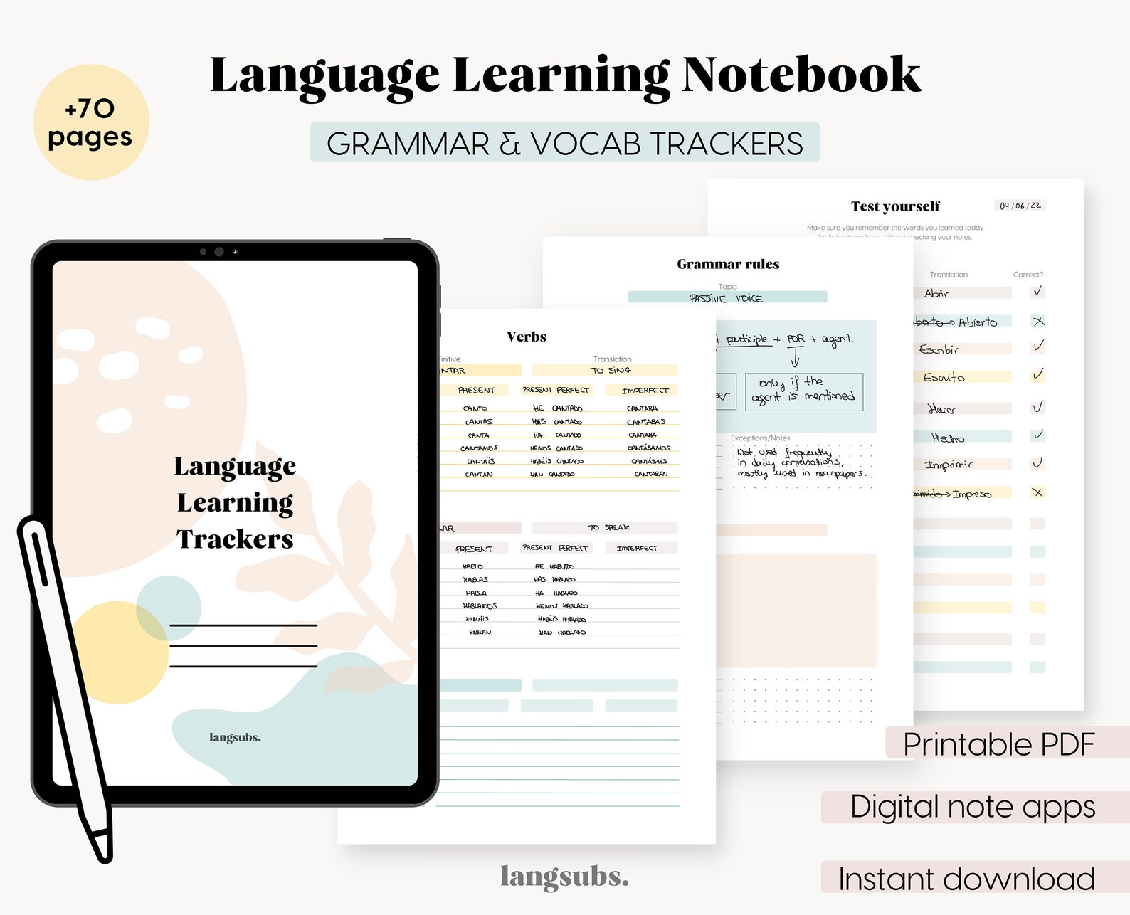 Language Learning Notebook - Complete Study Pack - Printable Tracker ...