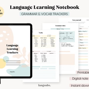 Language Learning Notebook - Complete Study Pack - Printable Tracker ...