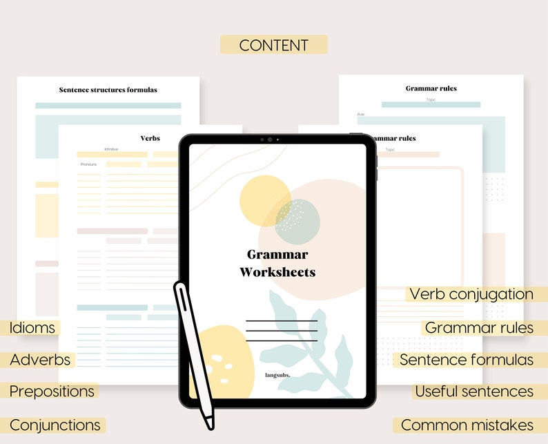 Grammar Notebook - Language Learning Printables PDF Notebook - Etsy