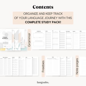 Language Learning Printables PDF Notebook grammar Vocabulary Media ...
