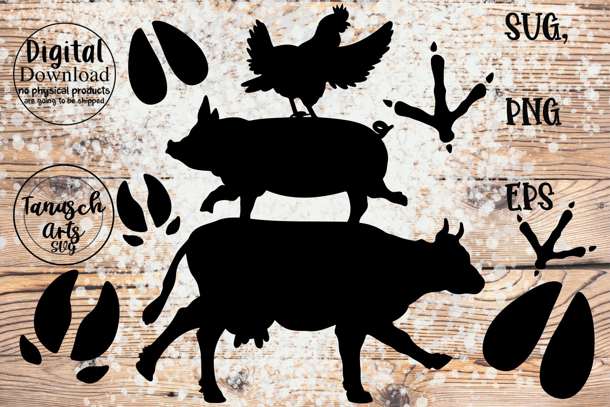 Stacked Farm Animals SVG Dancing Cluck Oink Moo Silhouette Cut - Etsy