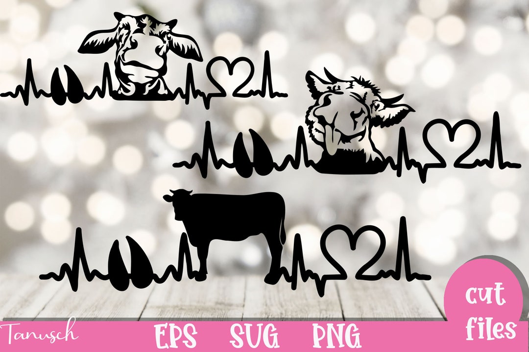 Cow Heartbeat SVG Bundle Clapping Hands Farm Animals Cut File for ...