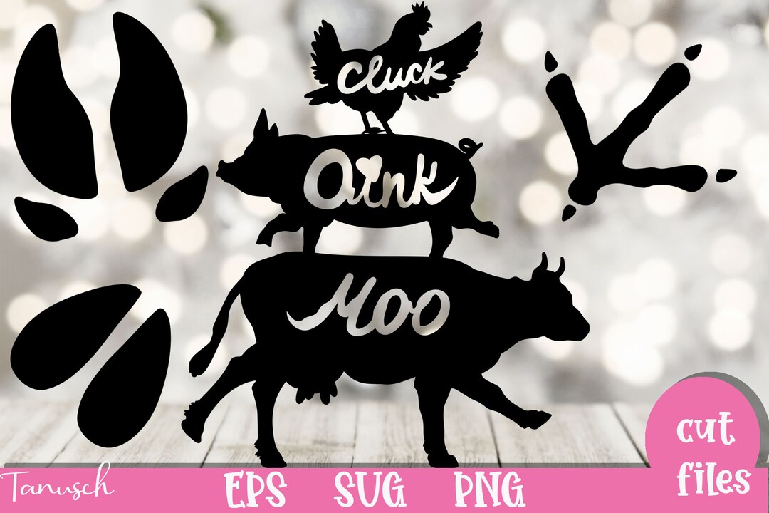 Stacked Farm Animals SVG Cluck Oink Moo Silhouette Cut File for Cricut ...