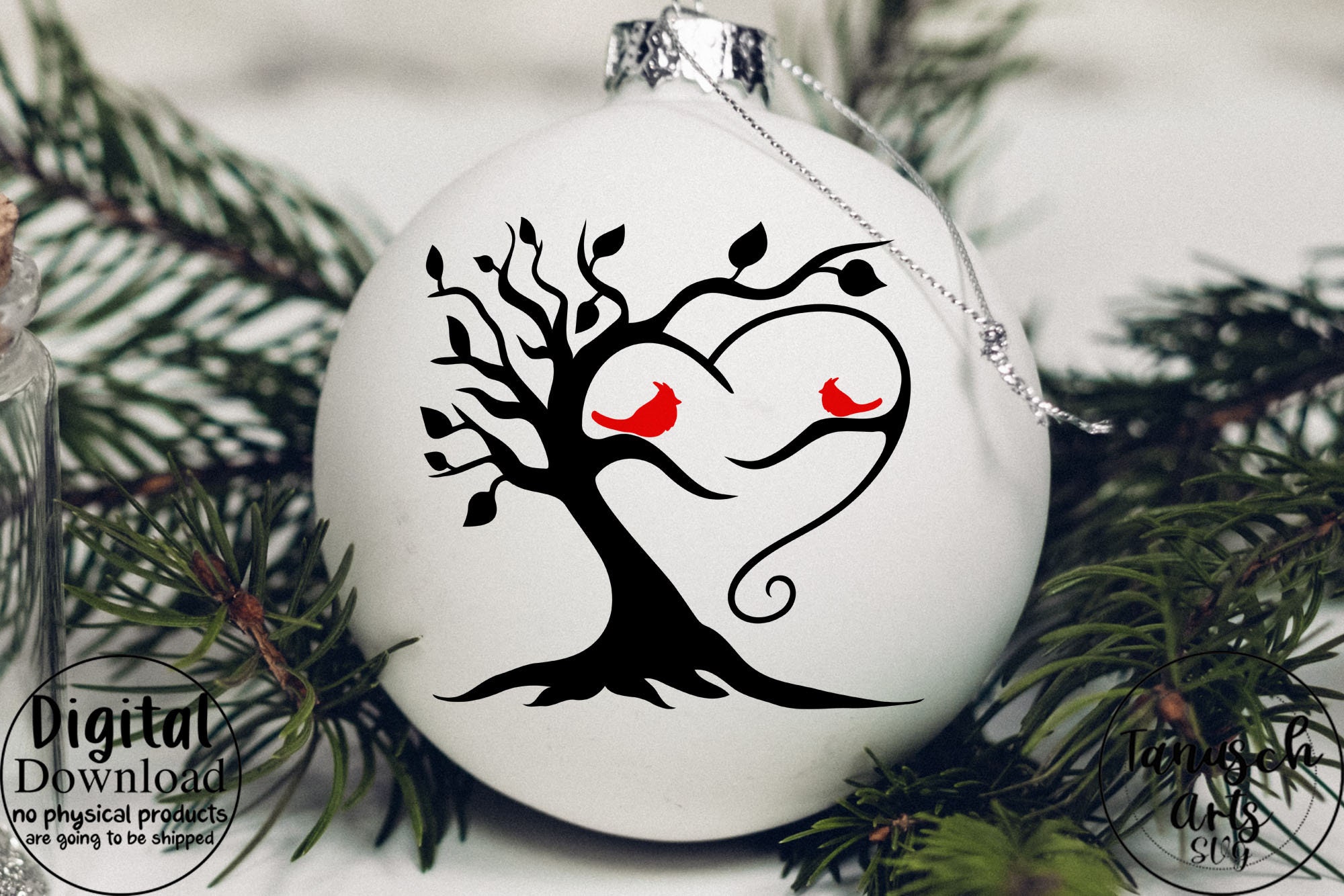 Cardinal Bird SVG Bundle on Tree Merry Christmas 6 Designs Cut Files ...