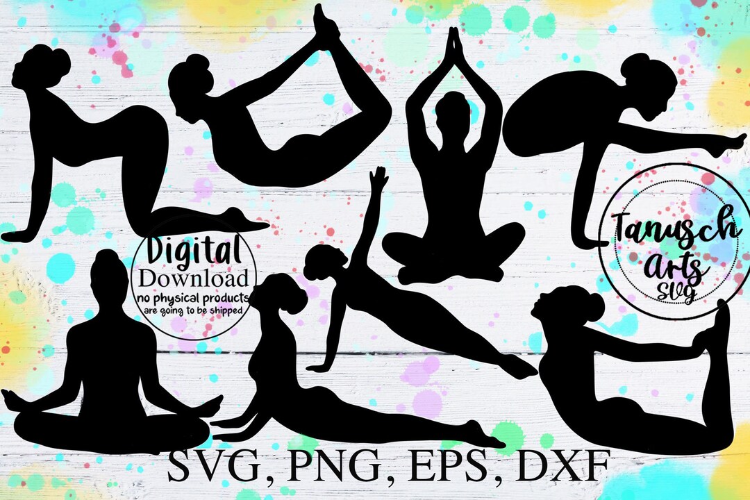 Yoga Women Poses SVG Bundle Cut File for Cricut Joga Fitness Clipart ...