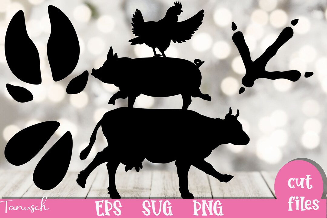 Stacked Farm Animals SVG Dancing Cluck Oink Moo Silhouette Cut File for ...
