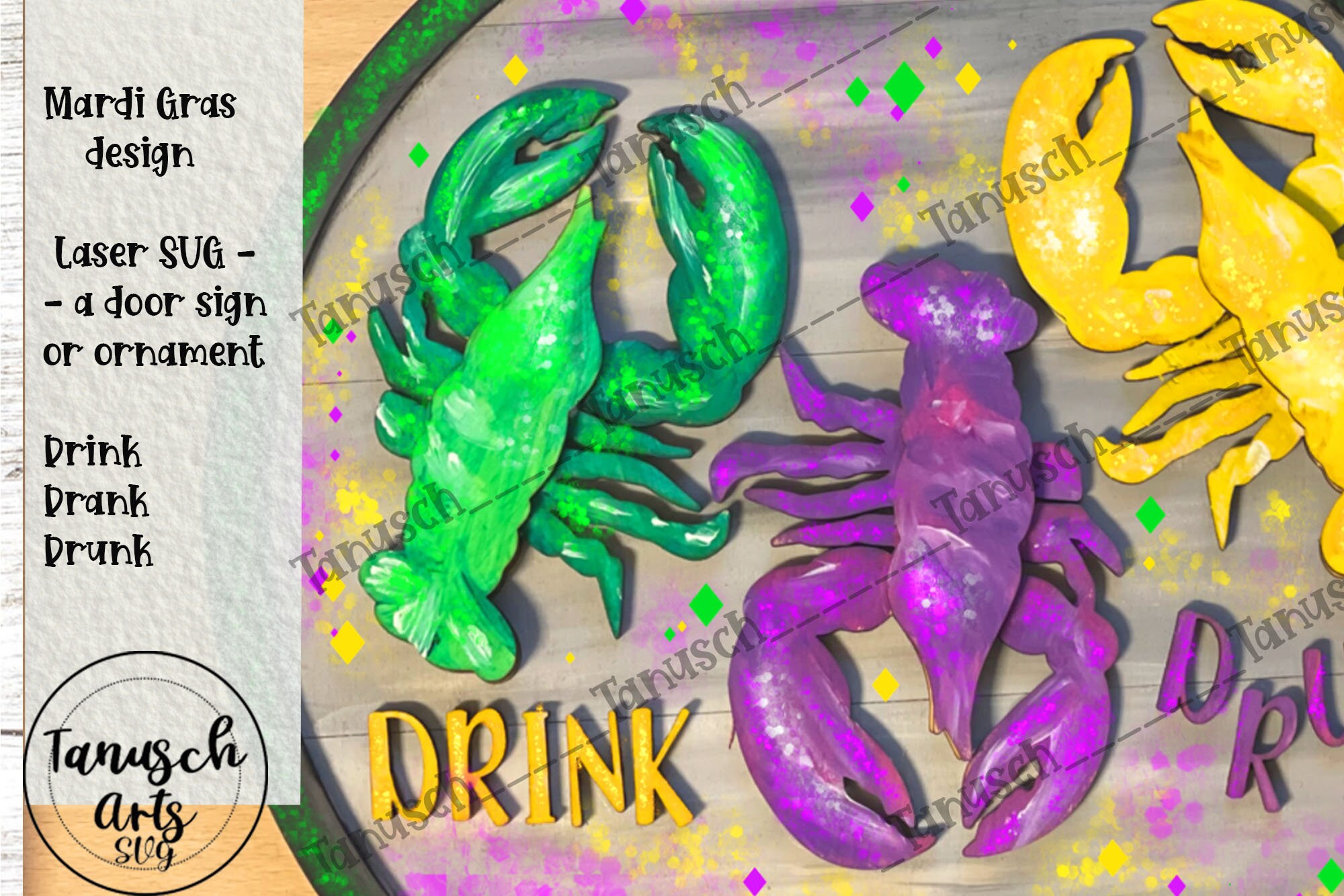 Mardi Gras Drink Drank Drunk Laser SVG Door Sign / Laser Cut File / Dog ...
