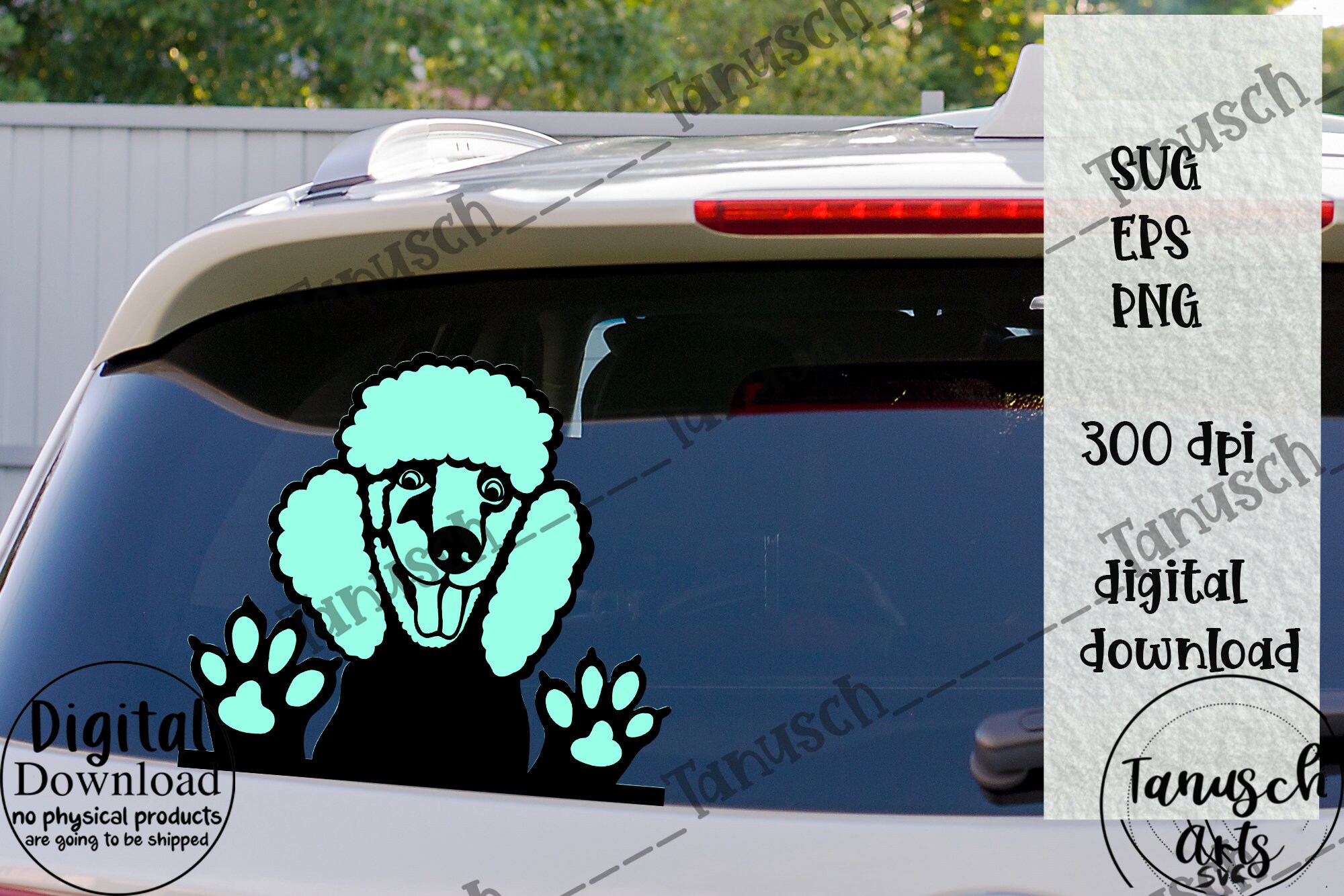 Peeking Cute Poodle SVG Funny Car Rear Window Sticker Cut Files for ...