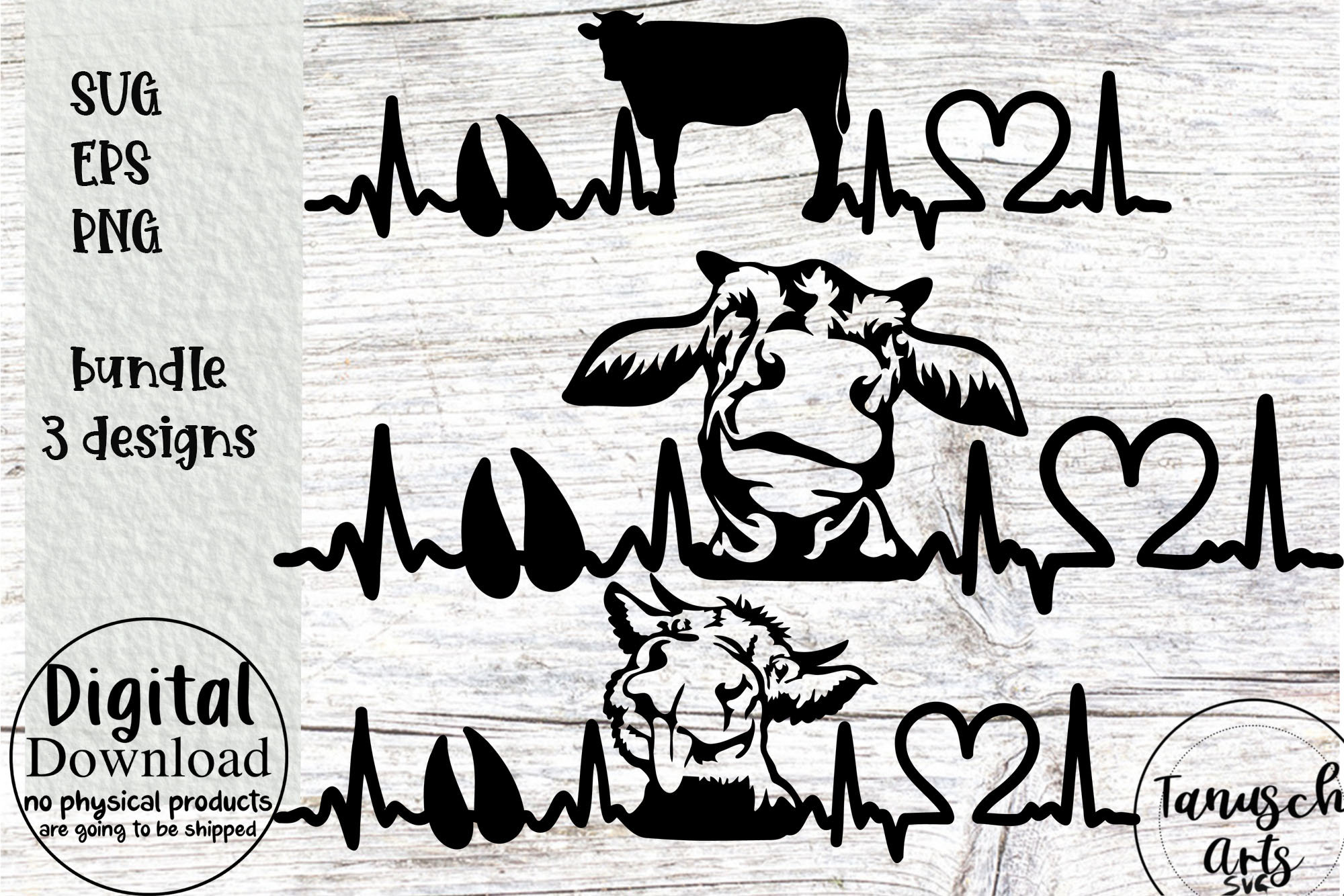 Cow Heartbeat SVG Bundle Clapping Hands Farm Animals Cut File for ...