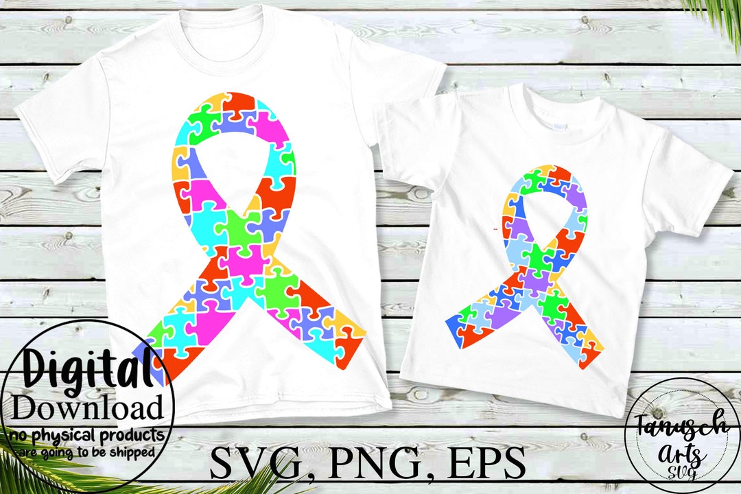 Ribbon Autism SVG Awareness Puzzle Pieces Cut File for Cricut / Digital ...