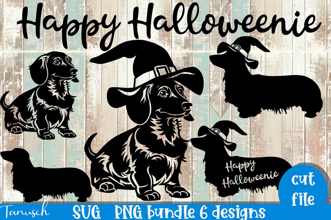 Dachshund Halloweenie SVG Bundle Halloween Witch Hat Dog / Long Haired ...