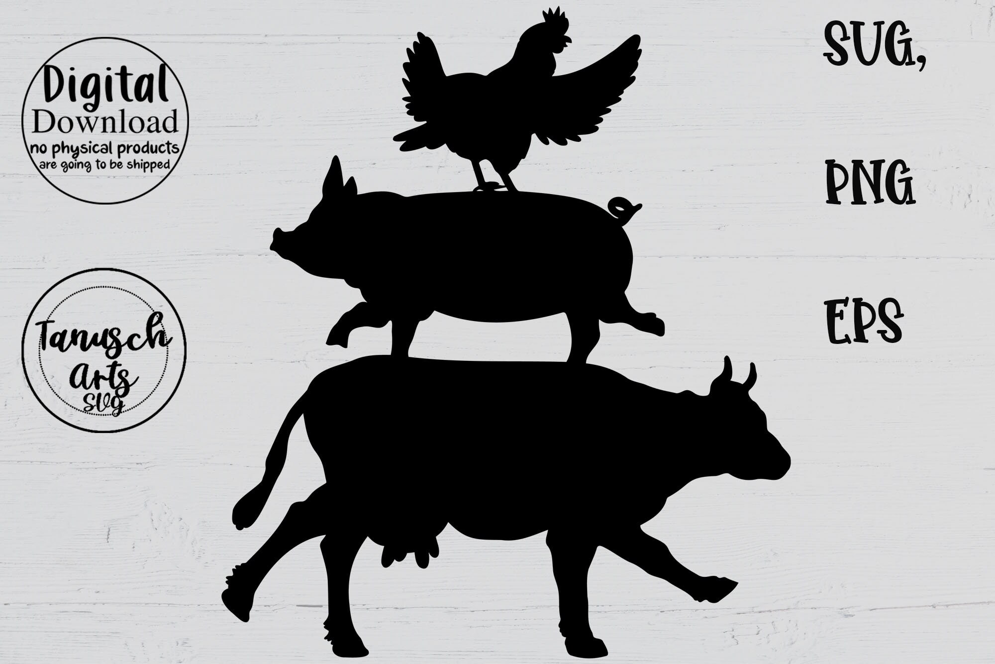 Stacked Farm Animals SVG Dancing Cluck Oink Moo Silhouette Cut - Etsy