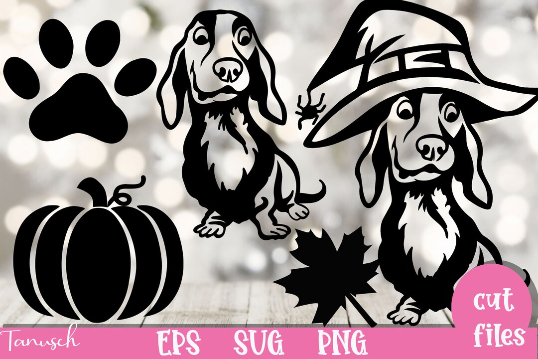 Dachshund Halloweenie SVG Bundle Halloween Witch Hat Dog Cut Files for ...