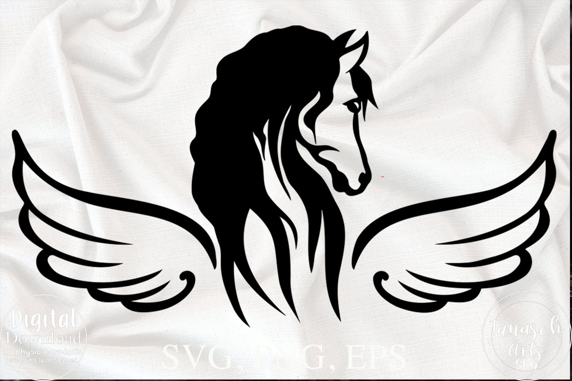 Angel Wings Horse Head SVG Horse Loss Pet Memorial in Loving Memory Cut Files for Cricut ...
