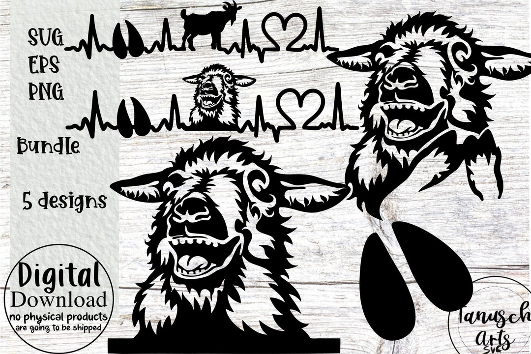 Peeking Happy Goat SVG Bundle Clapping Hands Heartbeat - Etsy