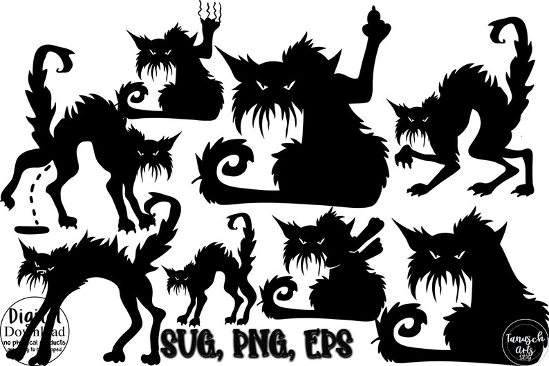 Angry Black Cat SVG Bundle Grumpy and Scared Car Rear Window - Etsy