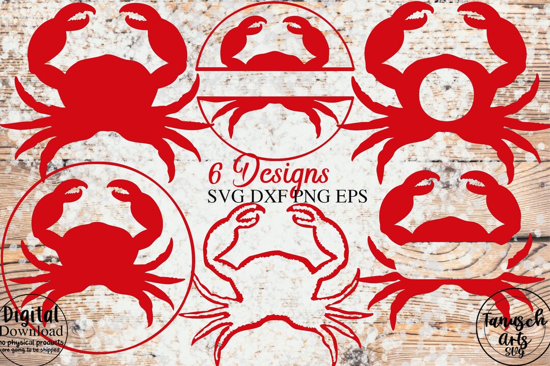 Crab Monogram SVG Circle Frames Bundle for Name Cut File for Cricut ...