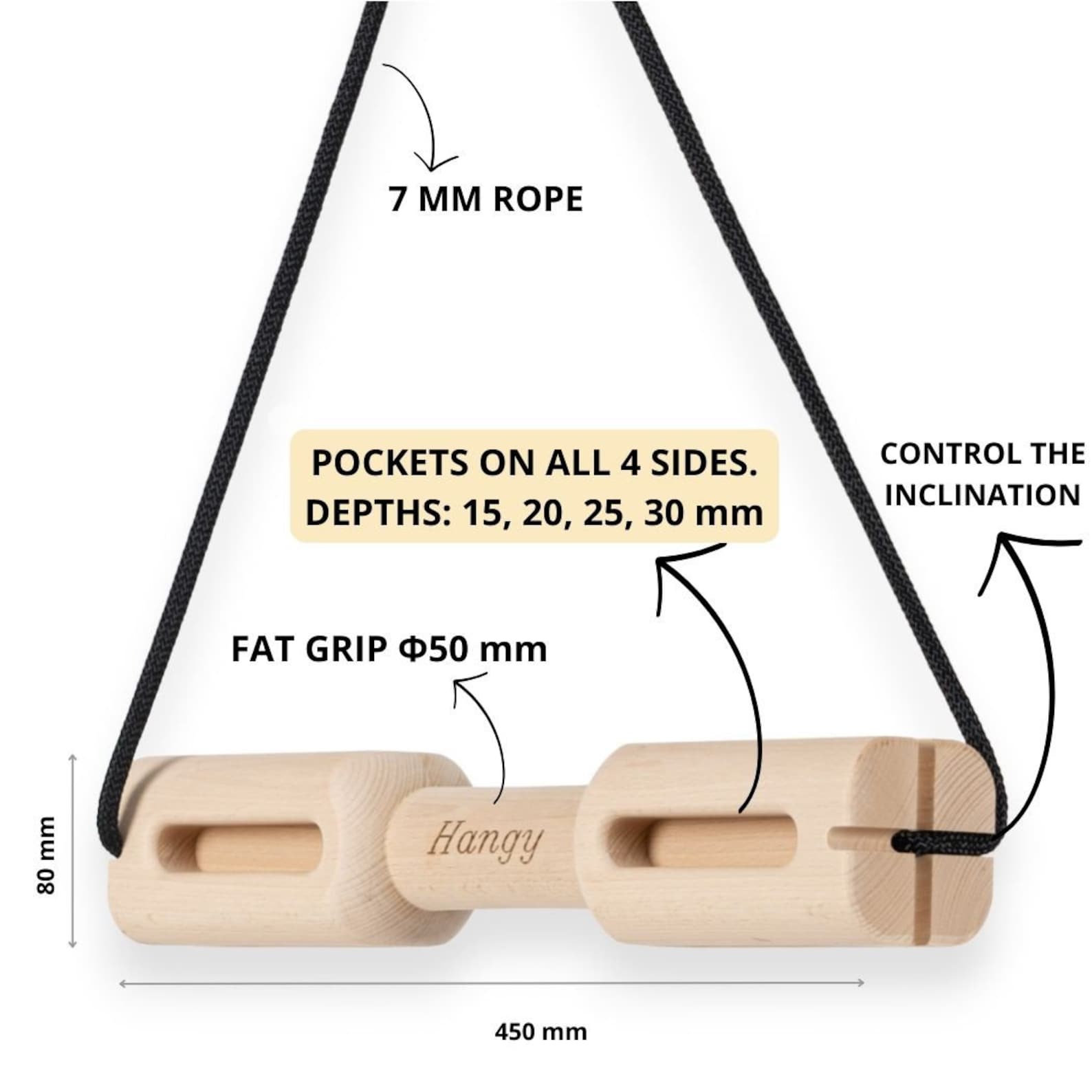 Mobile Hangboard Hangy for Warm-up or Home Workout, Wooden Hangboard ...