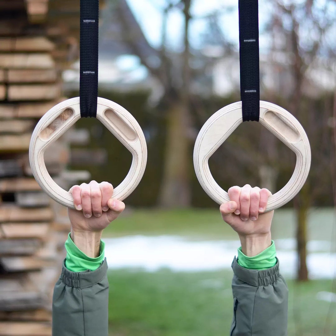 PRO Climbing Gymnastic Rings, Wooden Rings With Climbing Pockets, Rings ...