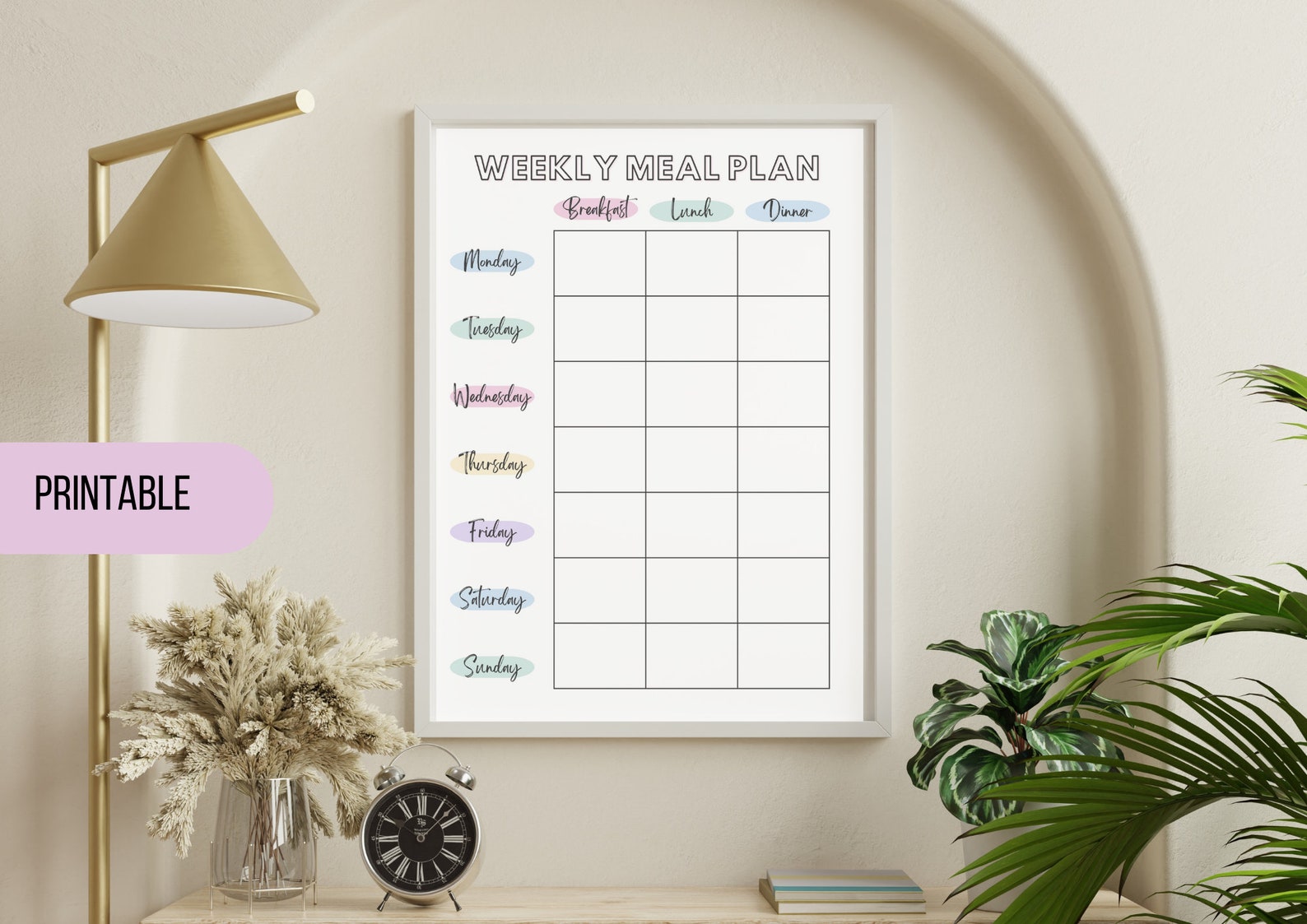 Pastel Weekly Meal Planner Printable | Digital PDF Pastel Weekly Meal ...