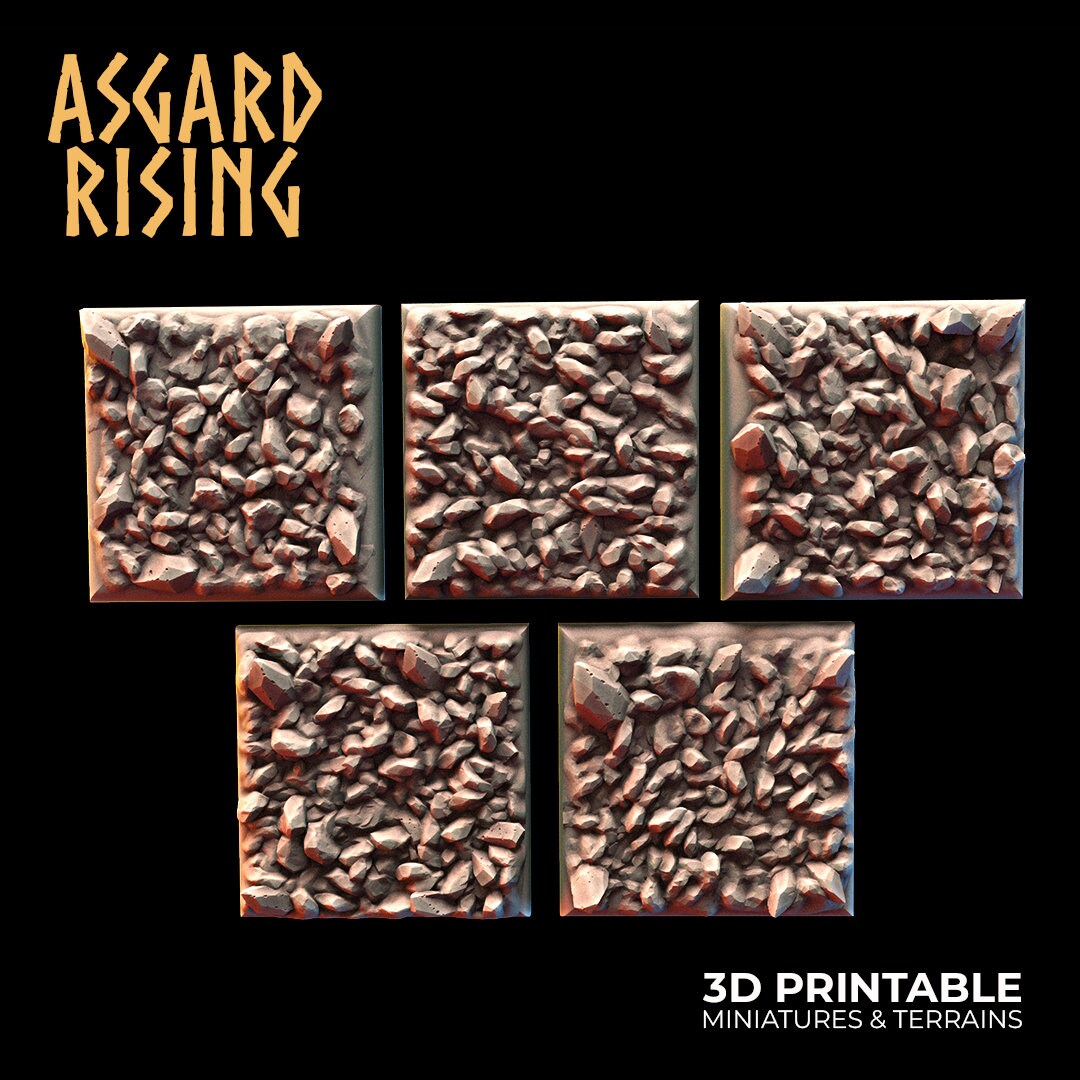20 Mm Square Bases Rubble From Dwarven Miner Warband Set Asgard Rising ...