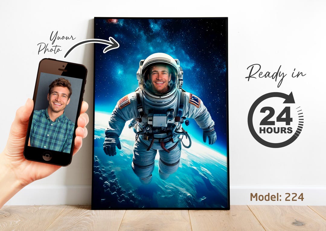 Personalized Astronaut Digital Portrait Custom Space-themed Artwork ...