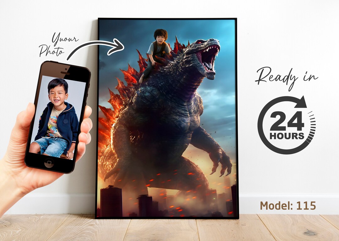 Custom Godzilla Portrait: Kid Riding Monster Art (digital Download) - Etsy