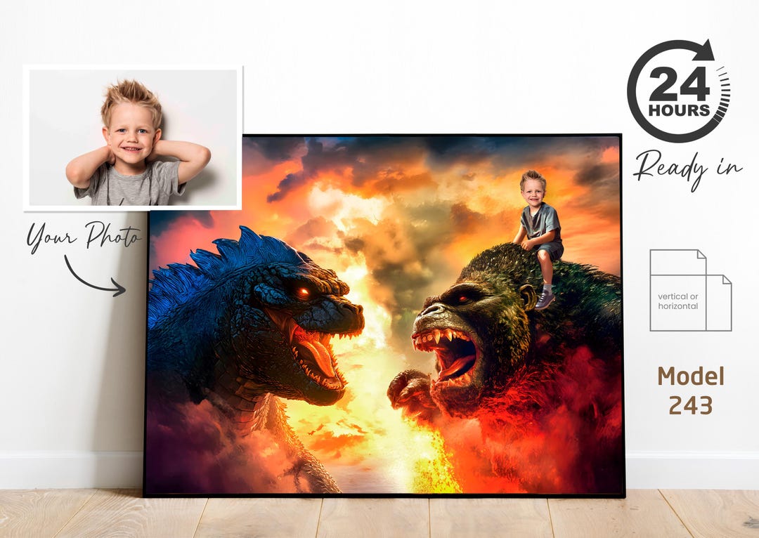 Personalized Godzilla Portrait | Custom Kid Artwork From Photo | Child ...
