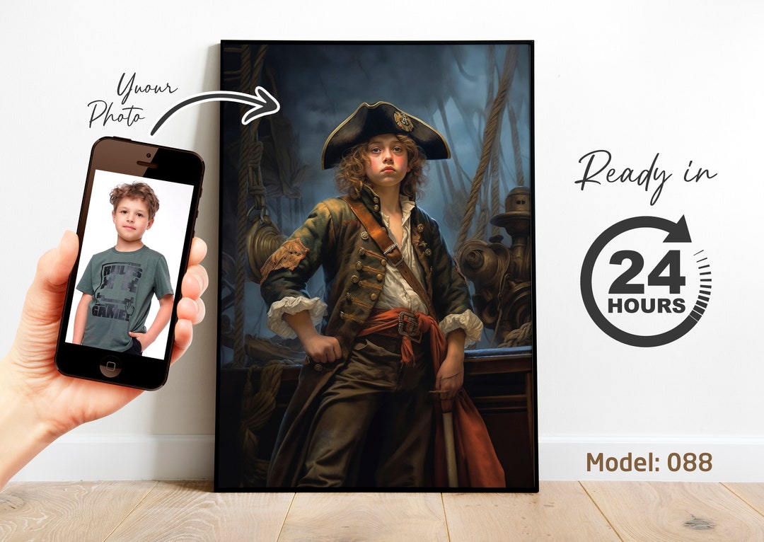 Captain Boy Portrait, Child Portrait Personalization, Custom Portrait ...