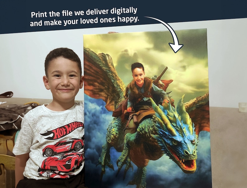 Rides Godzilla, Blue Godzilla, Custom Portrait From Photo, Godzilla ...