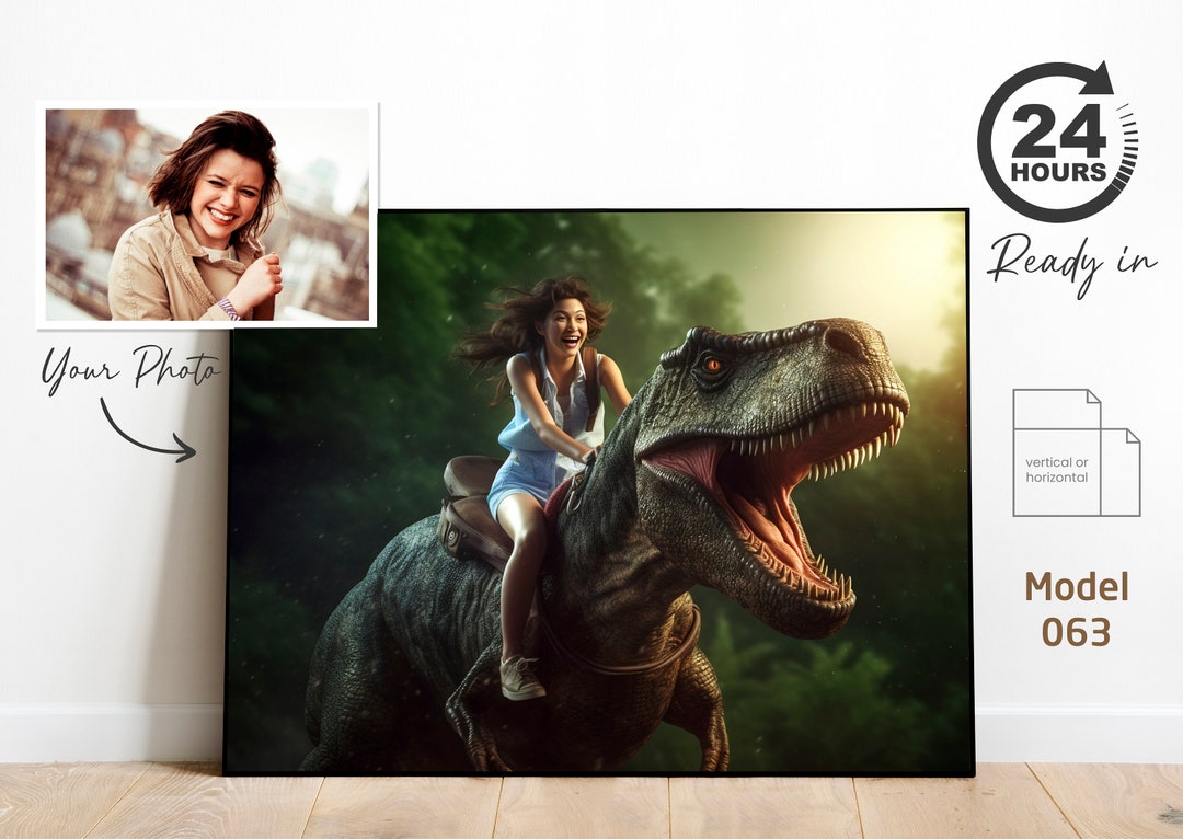 Personalized Ride on T-rex Jurassic Dinosaur Art Custom - Etsy
